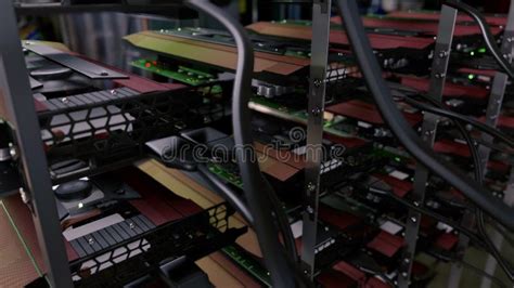 Graphic Cards To Cryptocurrency Mining Set In The Server Room Stock Video Video Of Cards Card