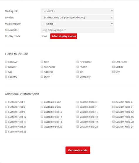 Mailkit Subscriber Form Generator