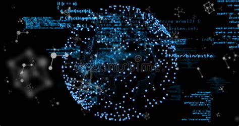 On Startup Data Globe Emerging Rotating While Code Scrolling And Shapes