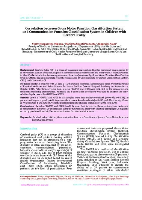 Pdf Correlation Between Gross Motor Function Classification System