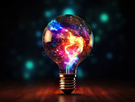 Imaginative Light Bulb With Galaxies Glowing Inside Stock Illustration