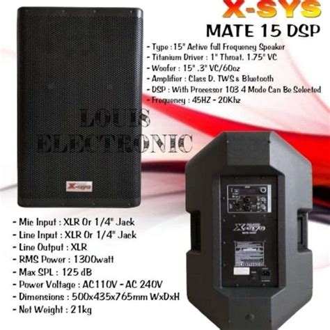 Jual Speaker Aktif X Sys Mate 15 Dsp Xsys Mate 15dsp 15 Inch Original 2 Pcs Di Seller Louis