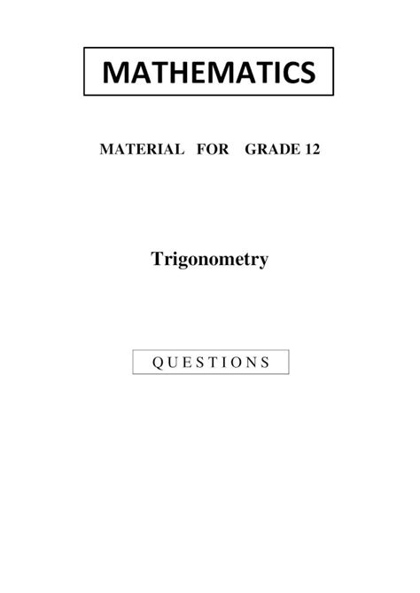 Pdf Mathematics Gr12 · Question 8 Consider Fx Cos 2x And Gx Sin X 60° 81 Use