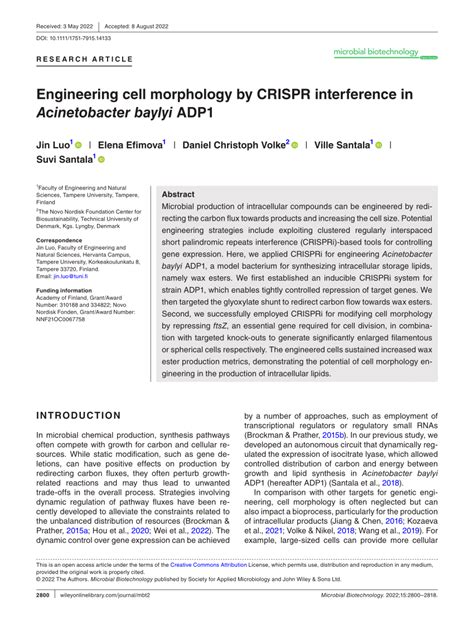 Pdf Engineering Cell Morphology By Crispr Interference In Acinetobacter Baylyi Adp1