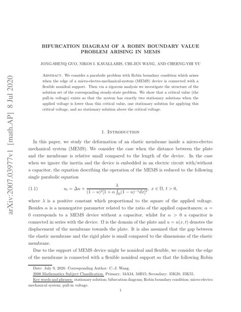 Pdf Bifurcation Diagram Of A Robin Boundary Value Problem Arising In Mems