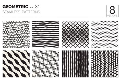Minimal Geometric Seamless Patterns Set Simple Wrapping Illustration