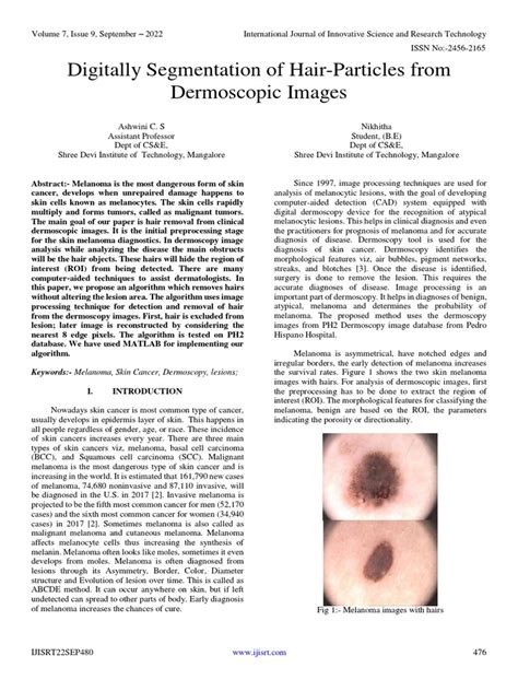 Digitally Segmentation Of Hair Particles From Dermoscopic Images Pdf Skin Cancer Melanoma