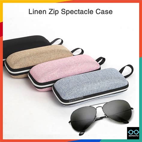 Glasses Casing Spectacle Zip Linen Square Hard Case Box 棉麻拉链眼镜盒太阳眼镜盒