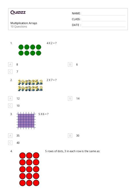 Multiplication With Arrays Worksheets For Rd Grade On Quizizz