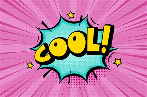 구름 별 광선 및 하프톤 효과 핑크 배경으로 멋진 코믹 스피치 버블 복고풍 스타일의 팝 아트 벡터 만화 일러스트레이션 만화책 포스터 배너를위한 디자인 1990 1999 년에