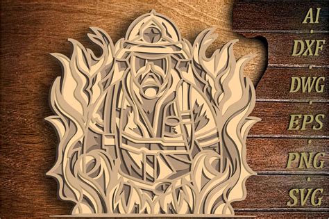Firefighter 3d Multilayer Svg Firefight · Creative Fabrica