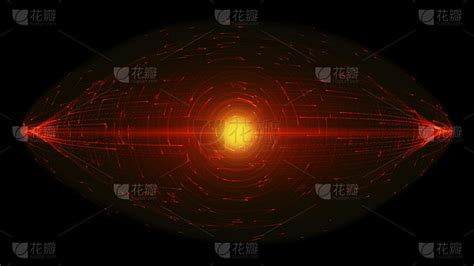 抽象hud设计与发光粒子围绕圆盘形状的物体。ufo、宇宙飞船、反重力和外层空间的概念