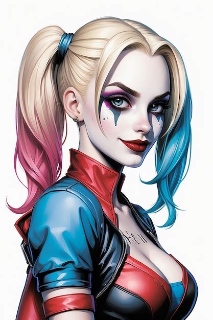 Uma Garota Loira Com Um Taco Nas M Os E Um Traje Do Her I De Quadrinhos Harley Quinn Em Um Fundo