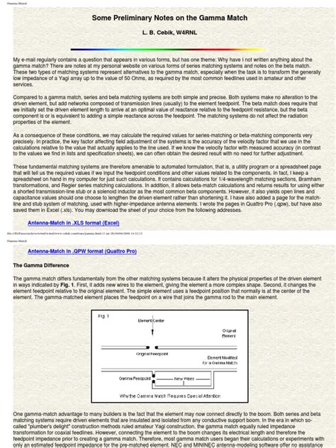 Gamma Match Pdf Antenna Radio Electrical Impedance
