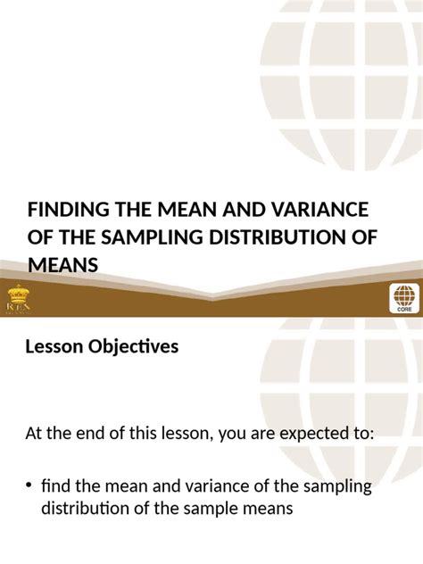 Psunit Iii Lesson 2 Finding The Mean And Variance Of The Sampling