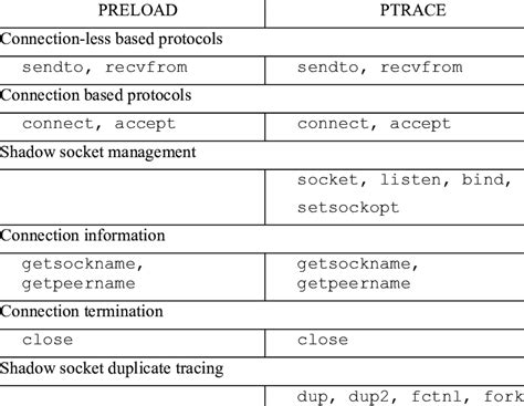 Interposed Socket System Calls Download Table