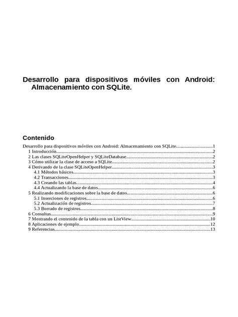 Android7 Almacenamiento Sqlite Pdf Sql Bases De Datos