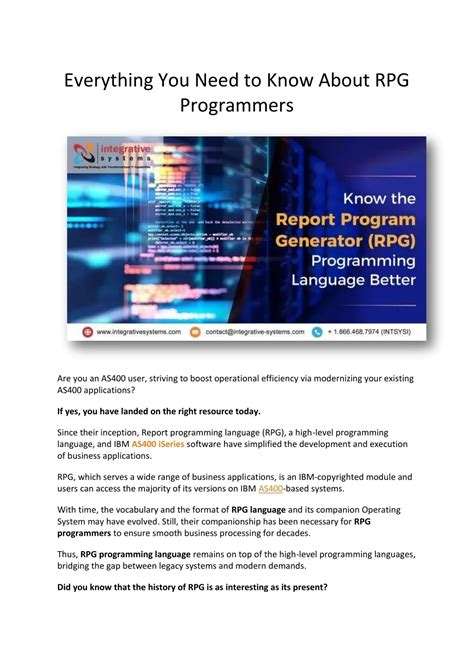 Ppt Everything You Need To Know About Rpg Programmers Powerpoint