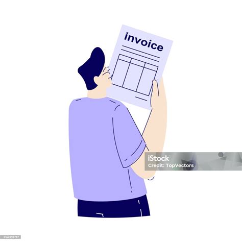 빌 지불 와 남자 캐릭터 보유 종이 영수증 벡터 일러스트 레이 션 개념에 대한 스톡 벡터 아트 및 기타 이미지 개념 경제 구매 Istock