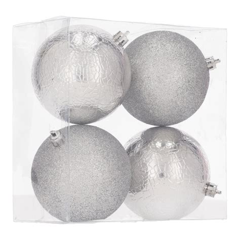 Esferas Craqueladas Christmas Accents 8 Cm Plata 4 Piezas Delsol