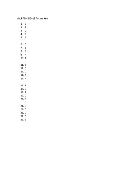 Amc 8 Mock 2013 B Final Answer Key Pdf