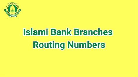 Islami Bank Branch Routing Numbers Chartered Journal
