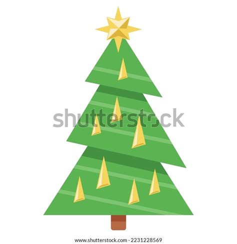 Vector Illustration Stylized Christmas Tree Yellow Stock Vector