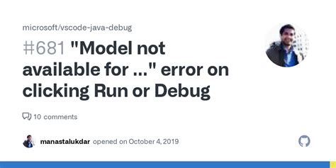 Model Not Available For Error On Clicking Run Or Debug · Issue