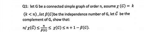 solved q1 let g be a connected simple graph of order n
