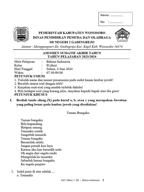 Sas 2 Kelas 2 B Indonesia Edit Pdf