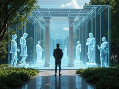 Temporal Convergence Ancient Architecture Reimagined Through Digital Dimensions Stock