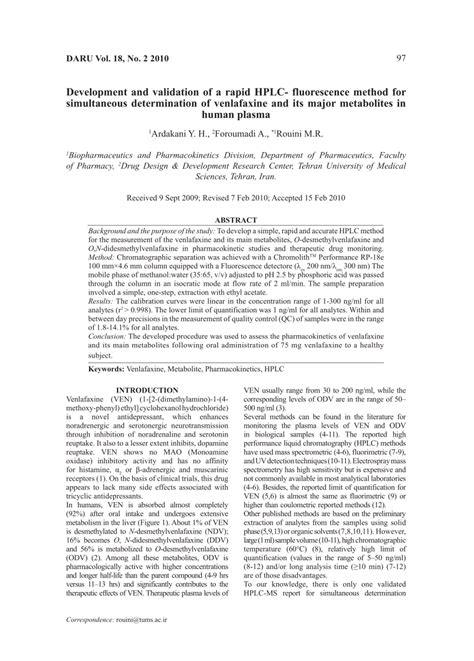Pdf Development And Validation Of A Rapid Hplc Fluorescence Method For Simultaneous