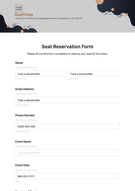 Free Reservation Form Templates To Edit Online