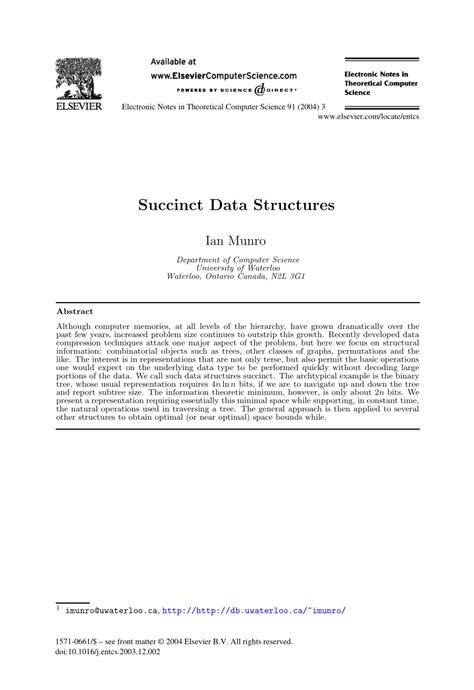 Pdf Succinct Data Structures