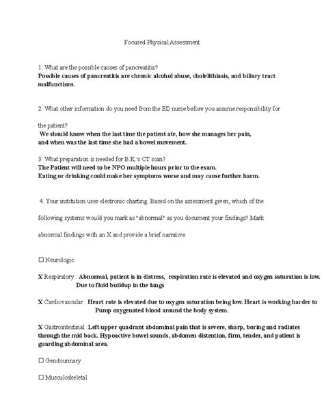 Focused Physical Assessment Focused Physical Assessment What Are The