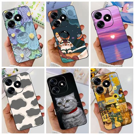 Tecno Spark 10 Spark10c Case Newest 2023 Design Space Man Pattern Black Soft Silicone Case For