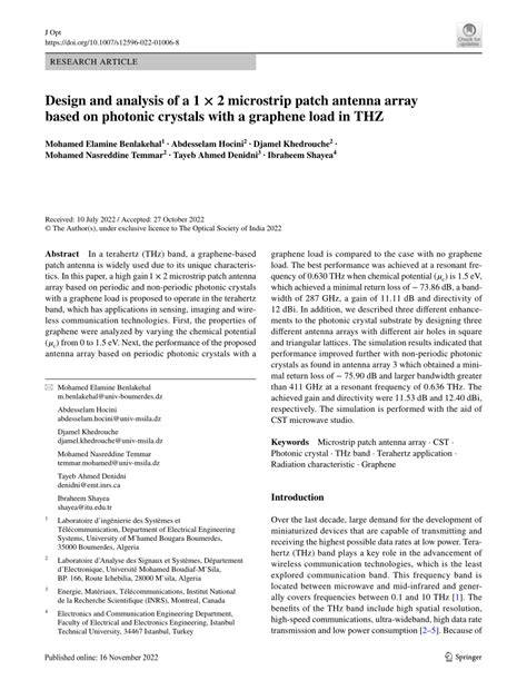 Pdf Design And Analysis Of A 1 × 2 Microstrip Patch Antenna Array