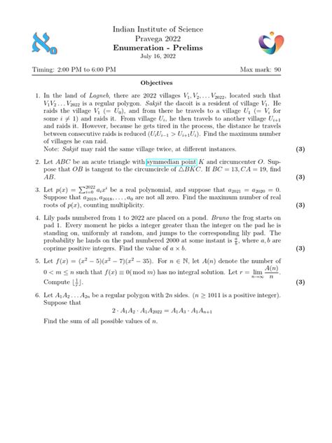 Enumeration Prelims 2022 Rectified Pdf Elementary Geometry Number