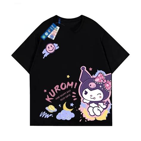 เสื้อยืด เสื้อแขนสั้น Kuromi ผ้าฝ้าย Melody สไตล์ลำลอง คอกลม เกรดพรีเมี่ยม สีดำ สีขาว Shopee