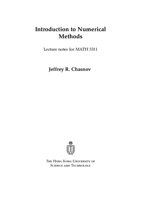 Pdf Introduction To Numerical Methods