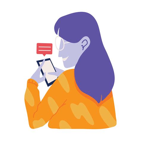 Woman Sending Message Vector Art At Vecteezy