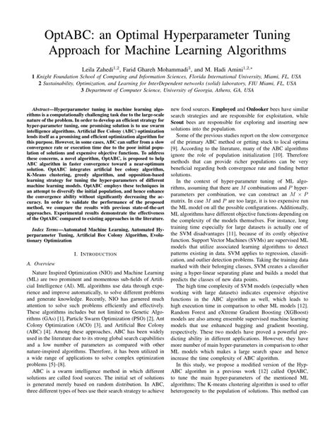 Pdf Optabc An Optimal Hyperparameter Tuning Approach For Machine