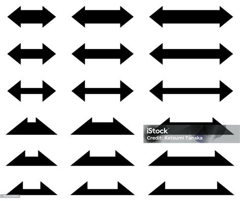 Vector Illustration Set Of Monochrome Doubleheaded Arrows Doublesided Arrows Bidirectional