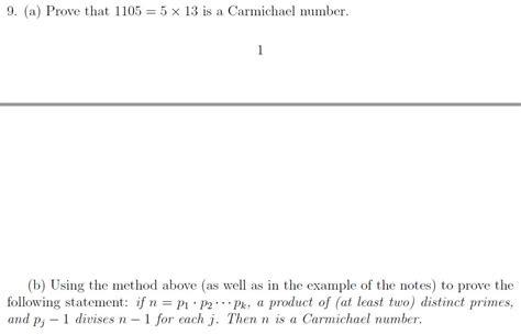 solved 9 a prove that 1105 5 13 is a carmichael number