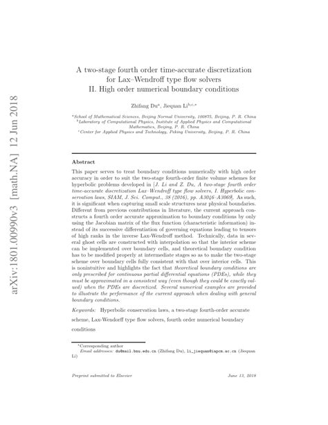 Pdf A Two Stage Fourth Order Time Accurate Discretization For Lax Wendroff Type Flow Solvers