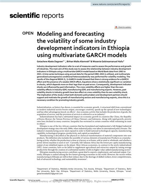 Pdf Modeling And Forecasting The Volatility Of Some Industry Development Indicators In
