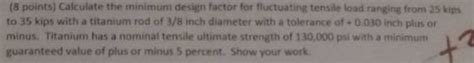 Solved 8 Points Calculate The Minimum Design Factor For