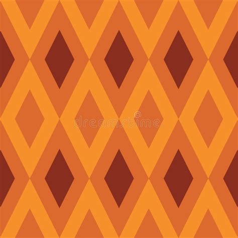 Retro Diamond Shapes Seamless Pattern In Orange And Brown Stock Vector Illustration Of Motif