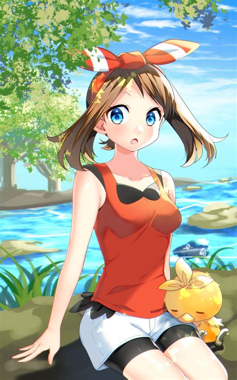 Safebooru Bangs Bike Shorts Black Shorts Blue Eyes Blue Sky Bow