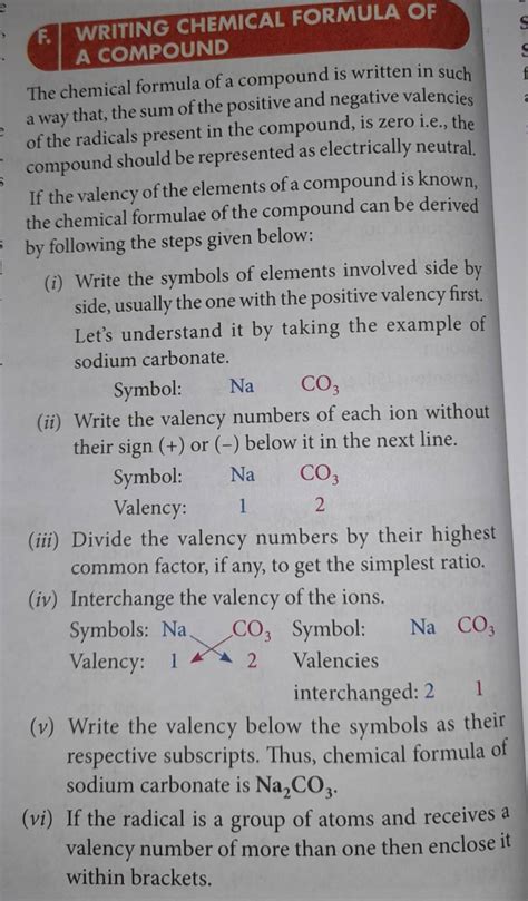 F WRITING CHEMICAL FORMULA OF A COMPOUND The Chemical Formula Of A Compo